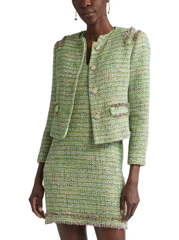 St. John Arden Metallic Tweed Jacket - Jade/ Light Jade Multi