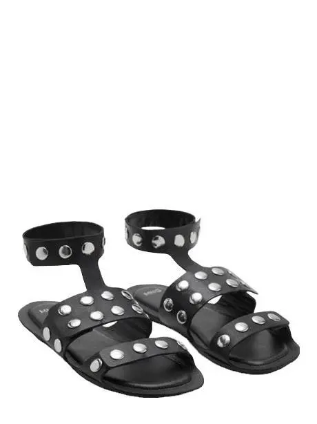Mango Studded Ankle Strap Sandal - Black