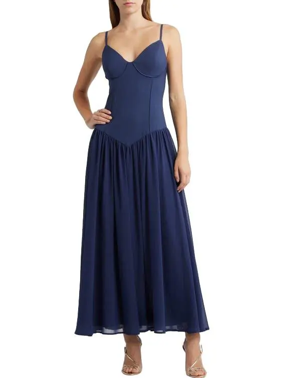 HUTCH Bustier Drop Waist Gown - Navy