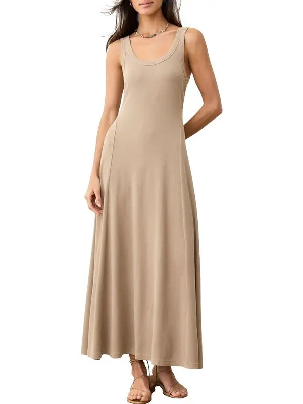 Marine Layer Lexi Sun-in Sleeveless Fit & Flare Rib Maxi Dress - Cocoa