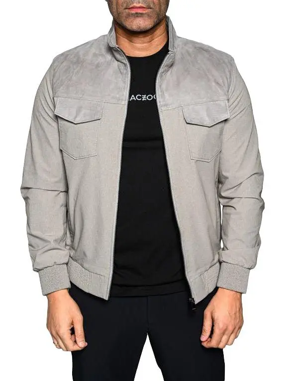 MACEOO Suede Trimmed Bomber Jacket - Grey