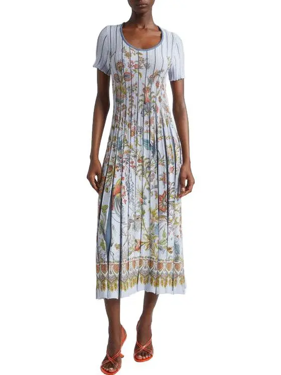 Etro Floral Knit Midi Dress - Stampa F.do Bianco