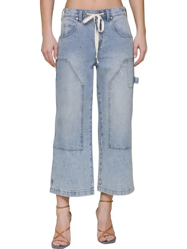 Avec Les Filles Drawstring Crop Jeans - Badlands Wash