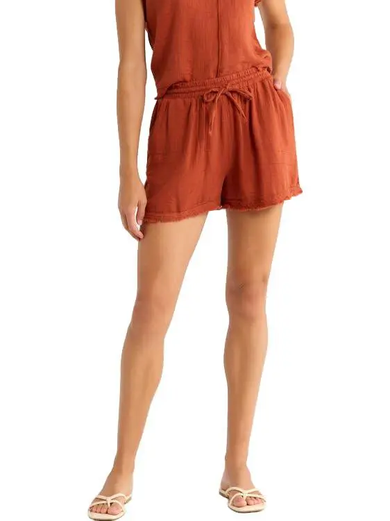Elan Tie Waist Cotton Shorts - Clay