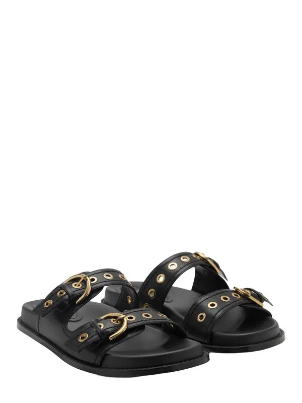 Mango Buckle Slide Sandal - Black