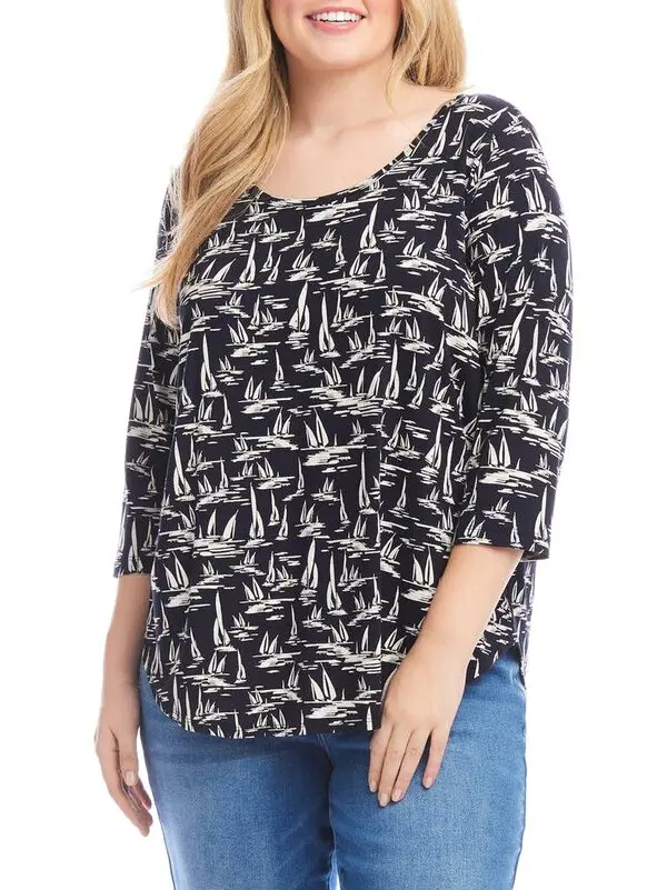 Karen Kane Sailboat Knit Top - Print