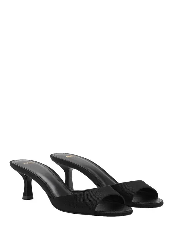Mango Kitten Heel Slide Sandals - Black