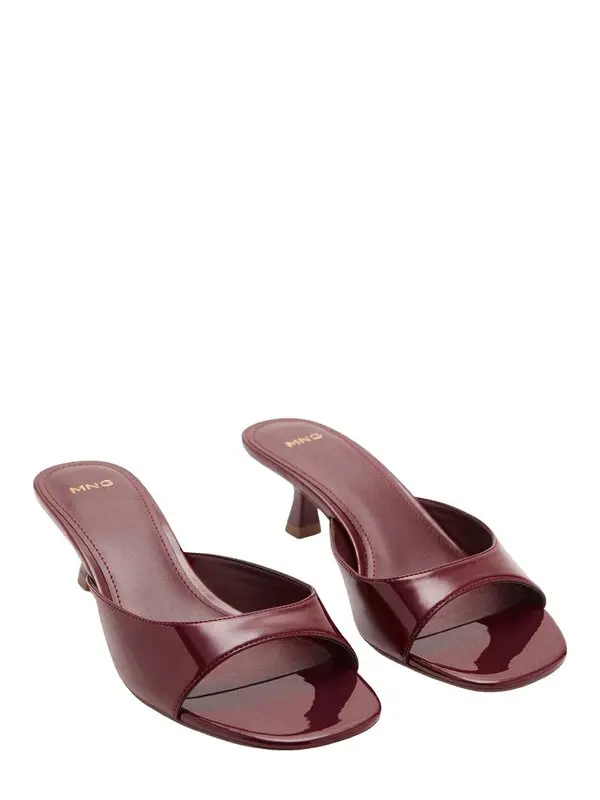 Mango Kitten Heel Slide Sandals - Burgundy
