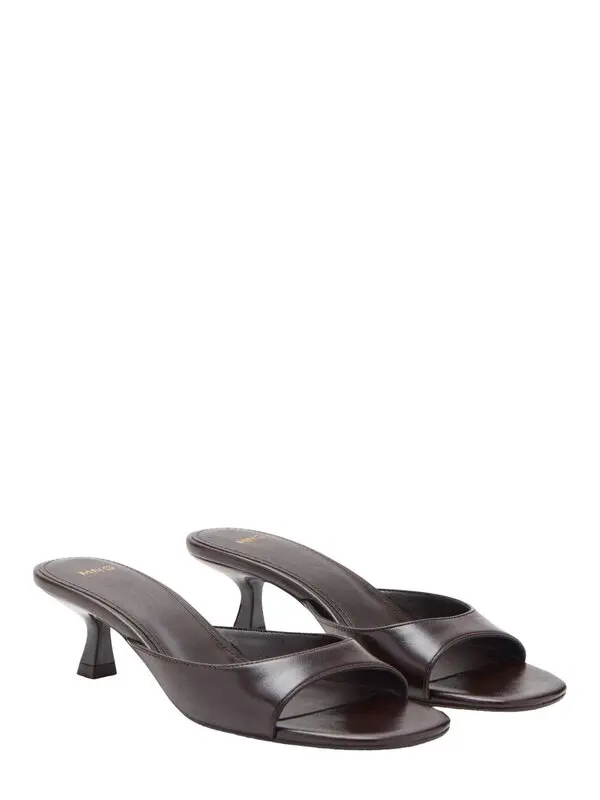 Mango Kitten Heel Slide Sandals - Chocolate