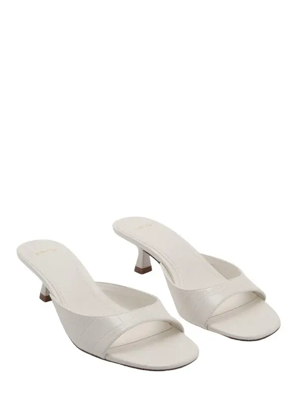 Mango Kitten Heel Slide Sandals - Ivory White