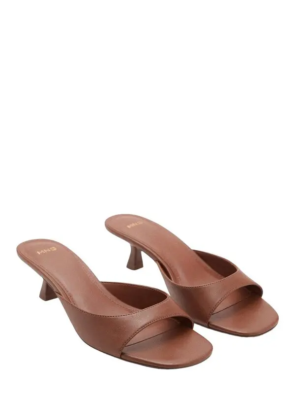 Mango Kitten Heel Slide Sandals - Leather