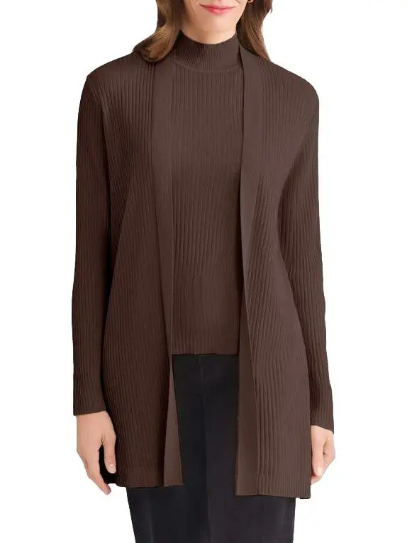 Jones New York Sutton Ribbed Cardigan - Coffee Bean