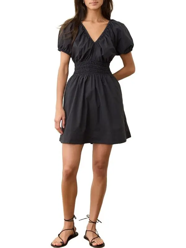 Marine Layer Emery Pima Cotton Poplin Minidress - Black