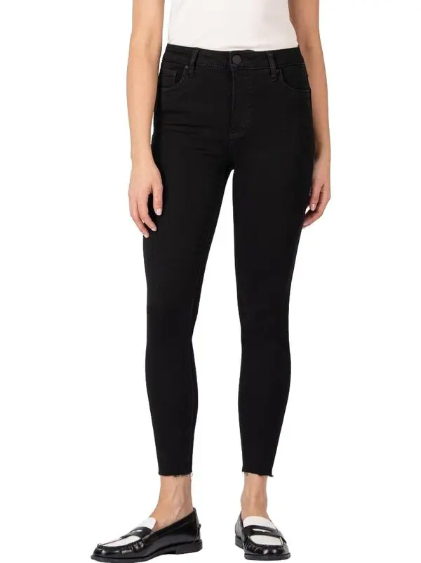 Kut From The Kloth Donna High-waisted Ankle Skinny Jeans With Fray Hem - Black