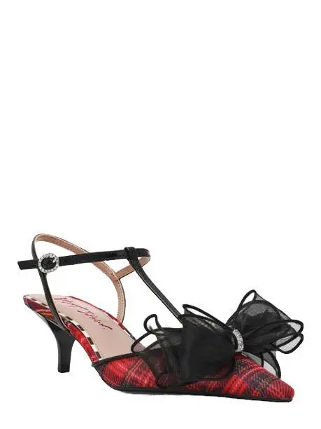 Betsey Johnson Lillyan Ankle Strap Pumps - Red Plaid