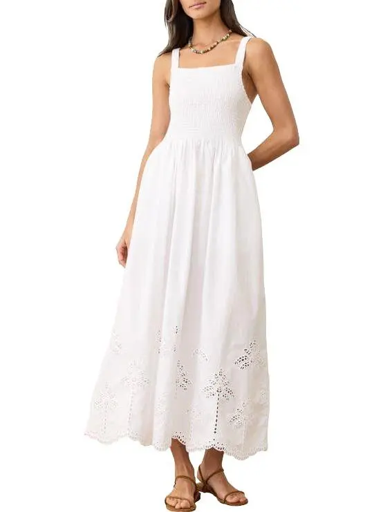 Marine Layer Selene Fit & Flare Eyelet Embroidered Sundress - Bright White