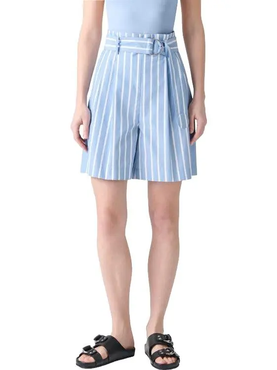 Akris Fiorellina Striped Bermuda Shorts - Medium Blue-cream