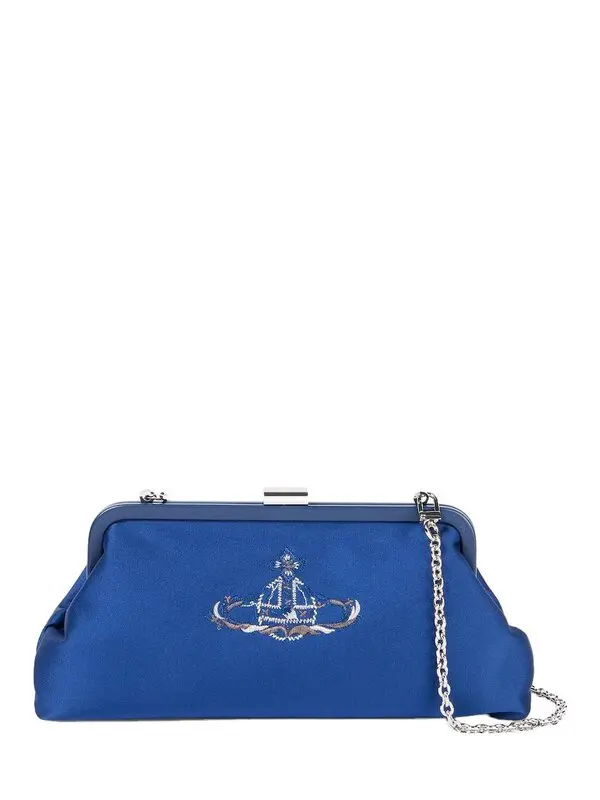 VIVIENNE WESTWOOD Dorothy Embroidered Satin Clutch - Blue