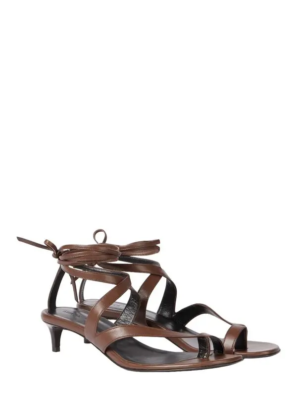 Khaite Aimee 35 Leather Thong Sandals - Brown