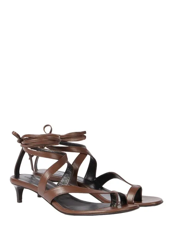 Khaite Aimee 35 Leather Thong Sandals - Brown