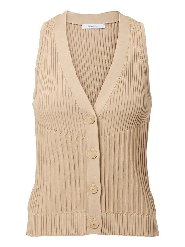 Max Mara Bimba Cotton-blend Crêpe Vest - Beige