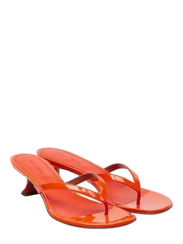 Amina Muaddi Juliette 45 Patent Leather Thong Sandals - Orange