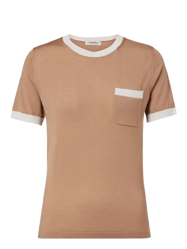 Max Mara Virgin Wool Crewneck Top - Brown