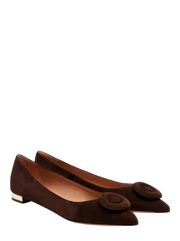 AQUAZZURA Hoop Suede Ballet Flats - Brown