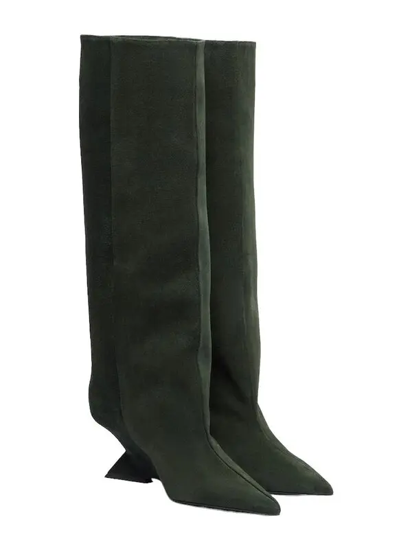 Attico Cheope 105 Suede Knee-high Boots - Green