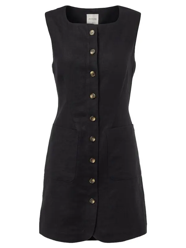 Posse Emma Linen Mini Dress - Black