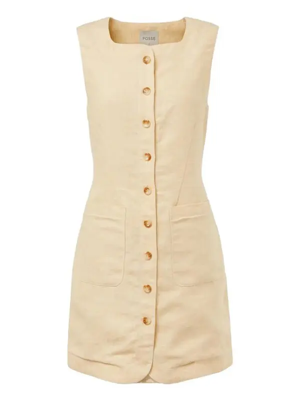 Posse Emma Linen Mini Dress - Yellow