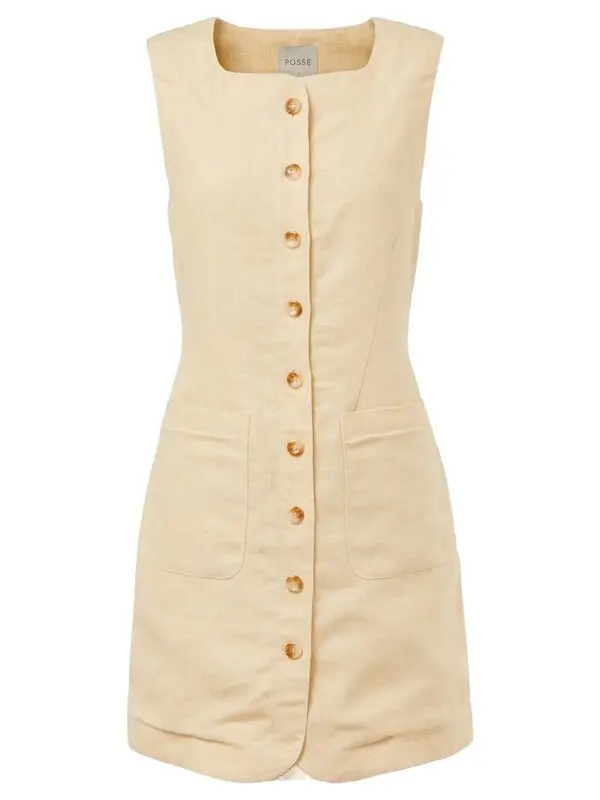 Posse Emma Linen Mini Dress - Yellow
