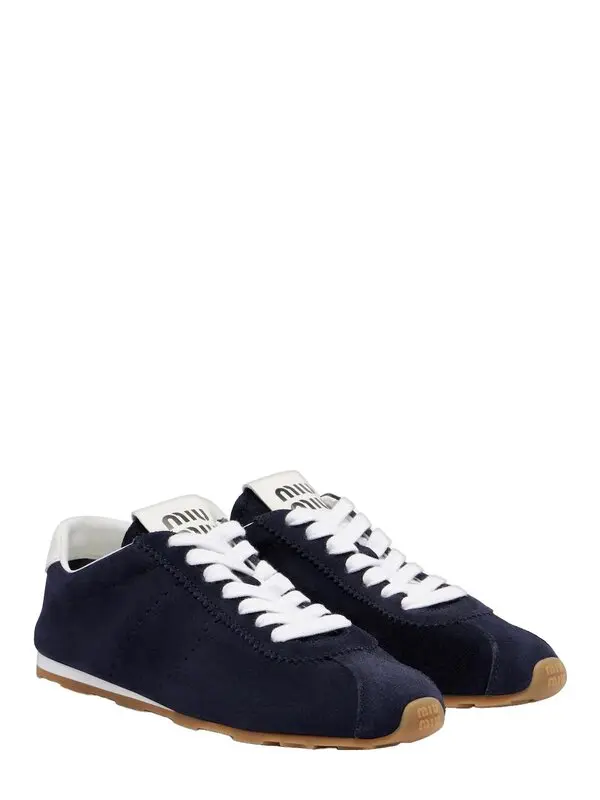Miu Miu Plume Suede Lace-up Sneakers - Blue