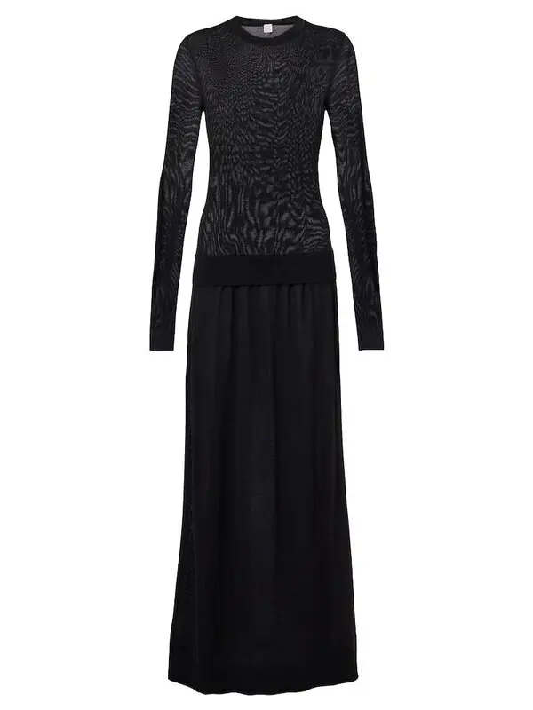 TOTEME Silk-blend Maxi Dress - Black
