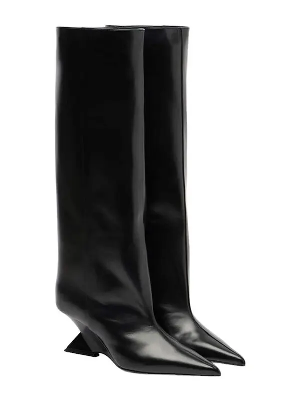 Attico Cheope 60 Leather Knee-high Boots - Black