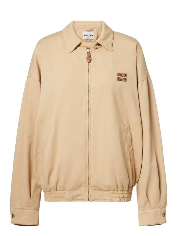 Miu Miu Logo Denim Blouson - Beige