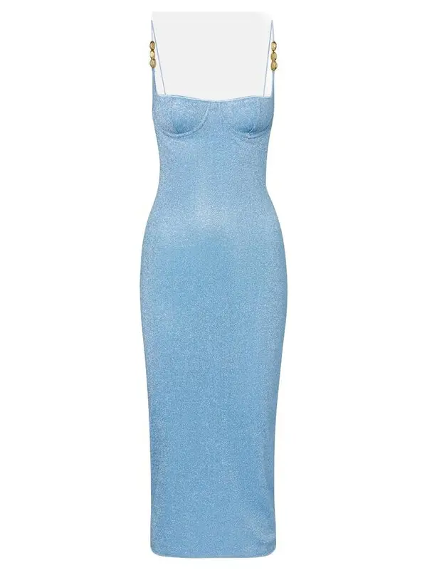 Oseree Lumière Open-back Midi Dress - Blue