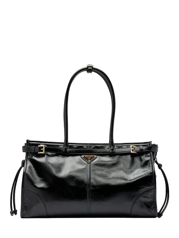 Prada Bonnie Large Leather Shoulder Bag - Black