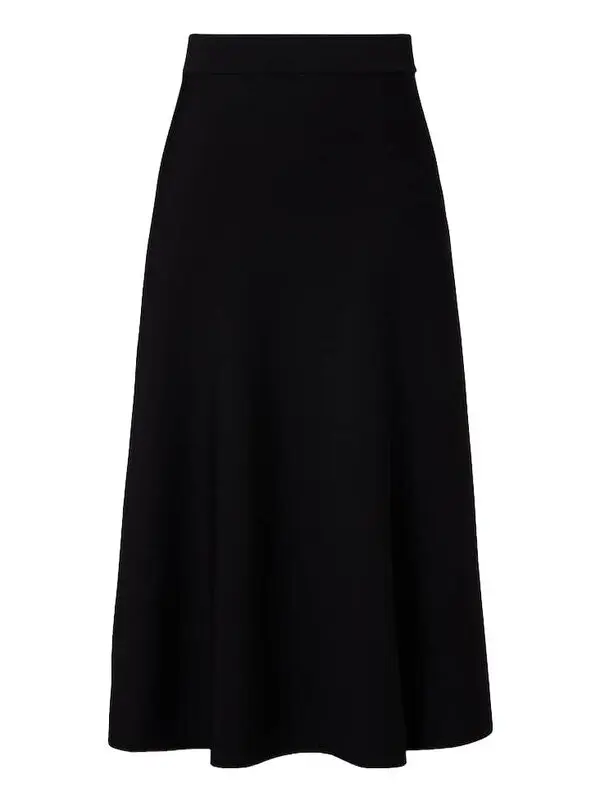 Max Mara Lazio Pleated Crêpe Midi Skirt - Black
