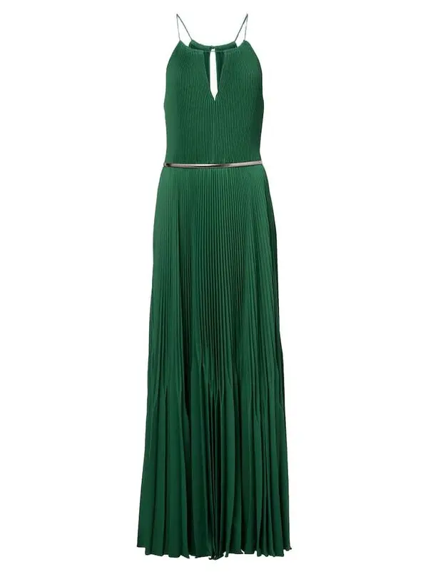Max Mara Gersa Plissé Sablé Georgette Gown - Green