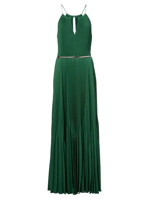 Max Mara Gersa Plissé Sablé Georgette Gown - Green