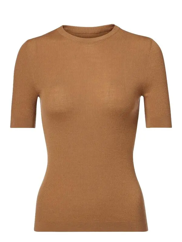 Khaite Celina Ribbed-knit Top - Brown