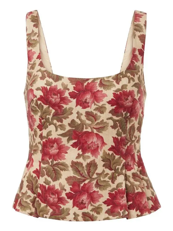 Posse Rosalie Floral Linen Top - Multicoloured
