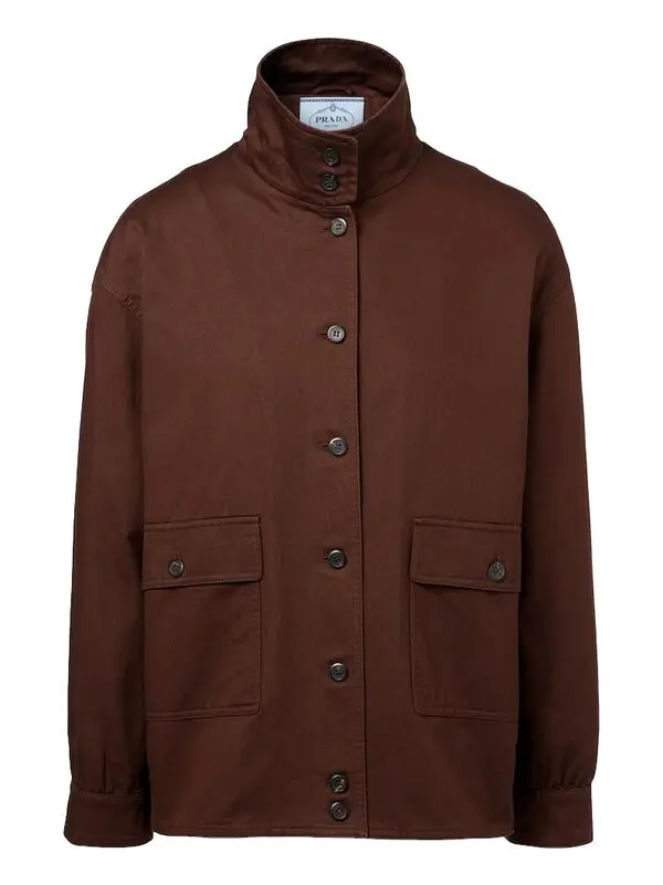 Prada Oversized Cotton Field Jacket - Brown