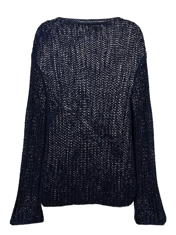 Khaite Elowen Open-knit Cotton-blend Sweater - Blue