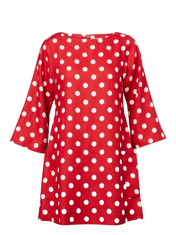 Posse Nina Polka-dot Linen Minidress - Red