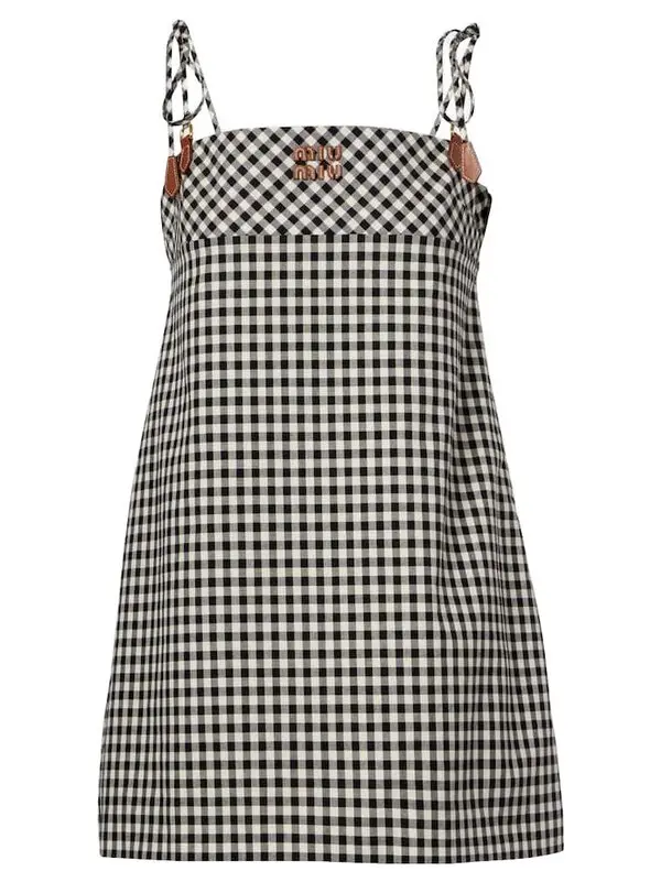 Miu Miu Gingham Cotton Minidress - Black