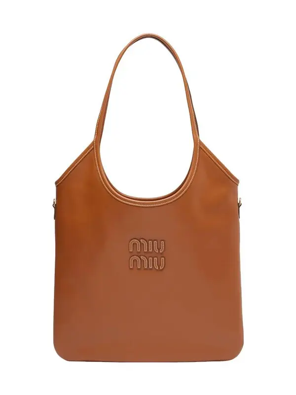 Miu Miu Ivy Leather Shopper - Brown