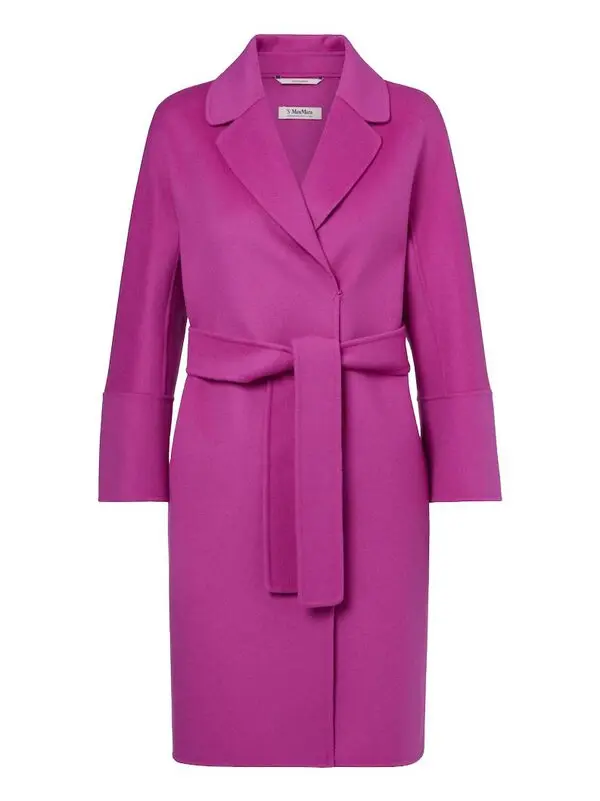 Max Mara Arona Belted Virgin Wool Coat - Pink