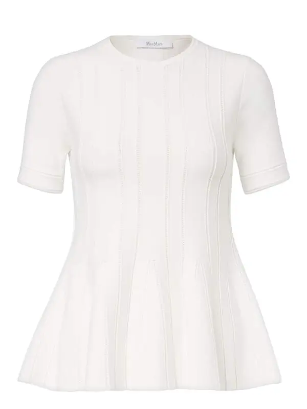 Max Mara Epoche Peplum Open-knit Top - White